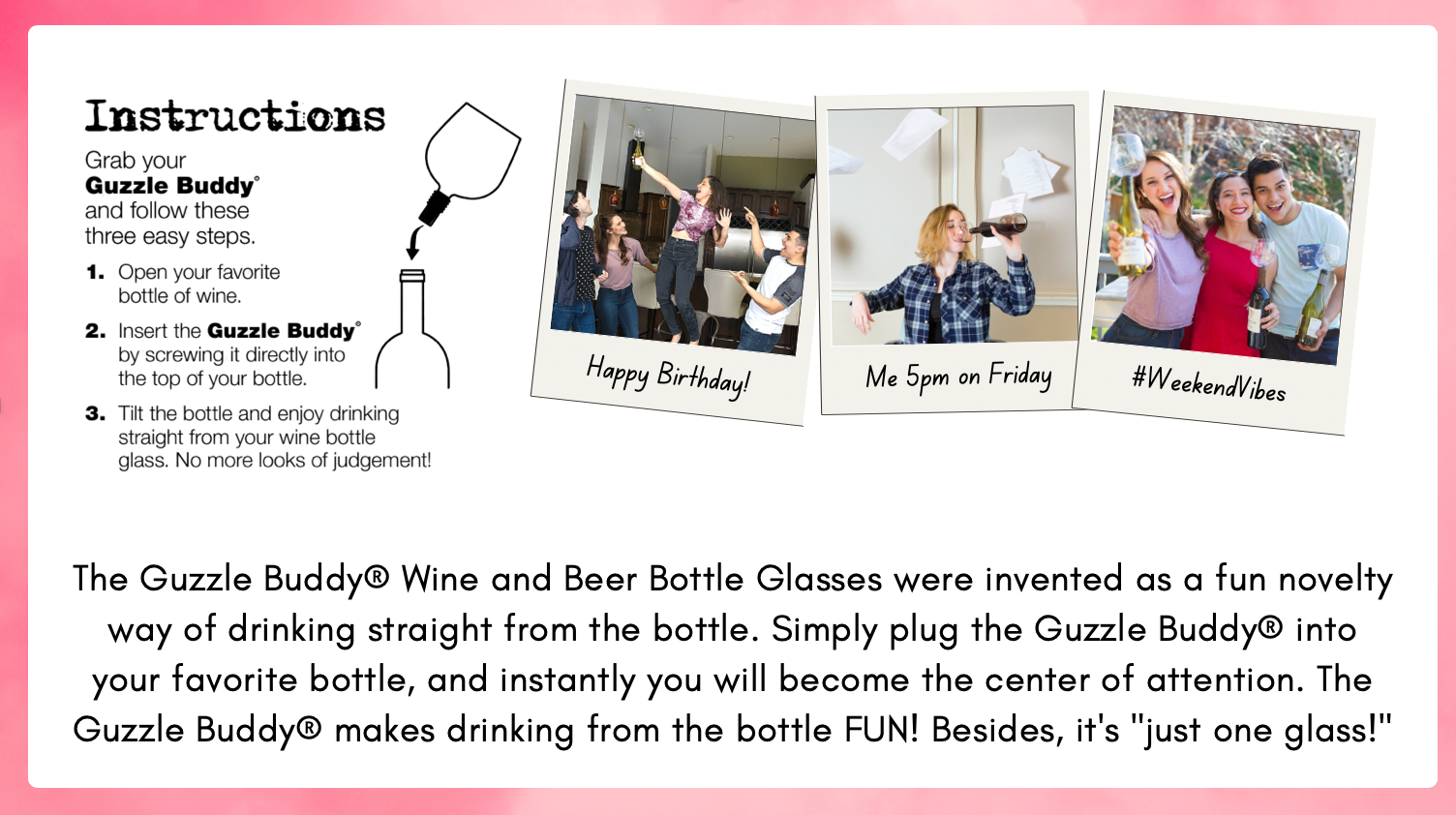 Guzzle Buddy | It Turns Your Bottle of Wine Into Your Wine Glass ...